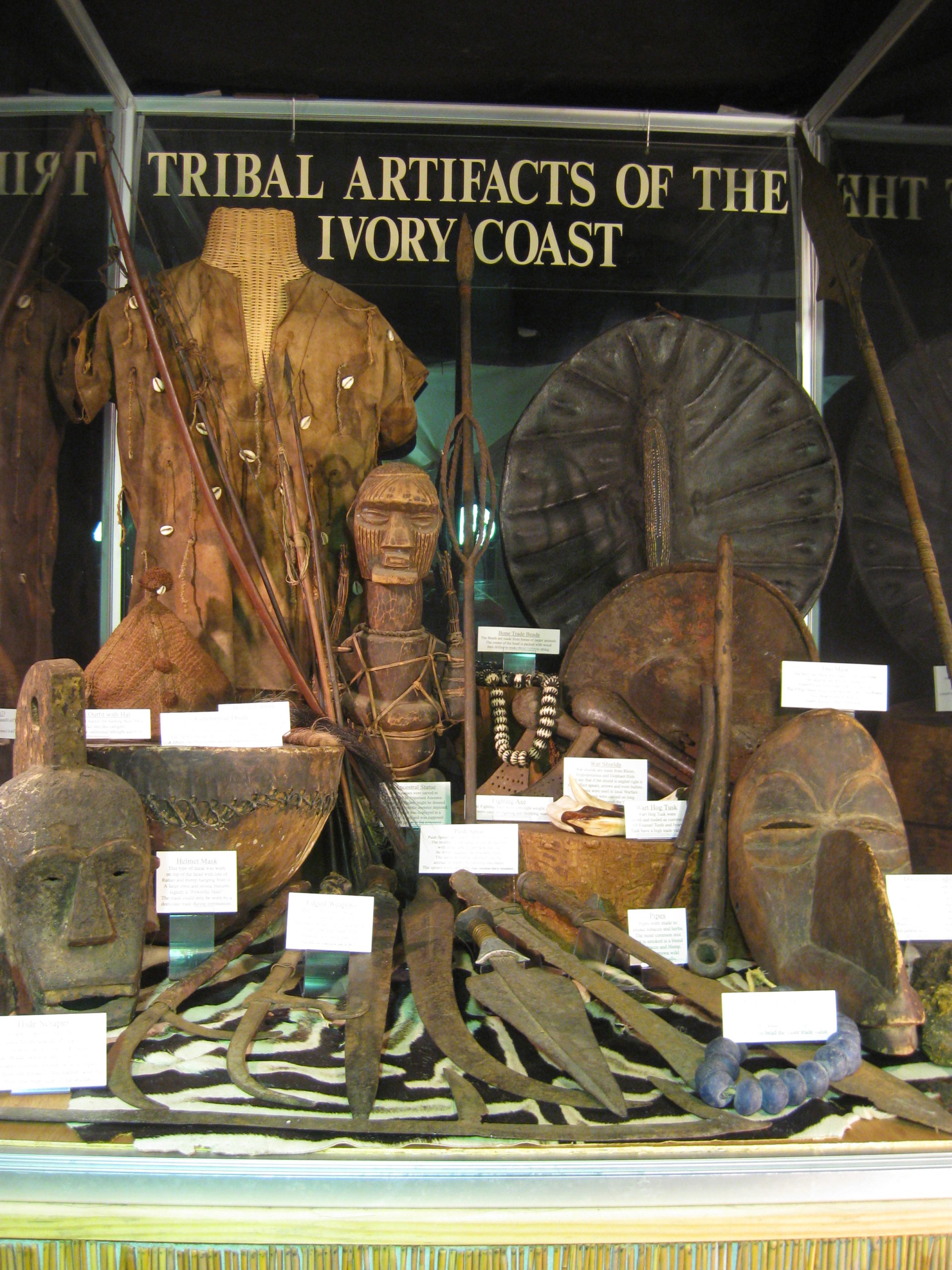 Tribal Artifacts Ivory Coast Weapons | Stones and Bones Traveling Museum